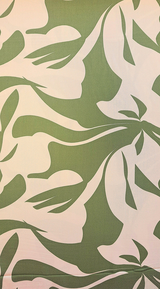 Viscose Twill - Green/Cream Leaf | Fabric Focus Edinburgh – FabricFocus